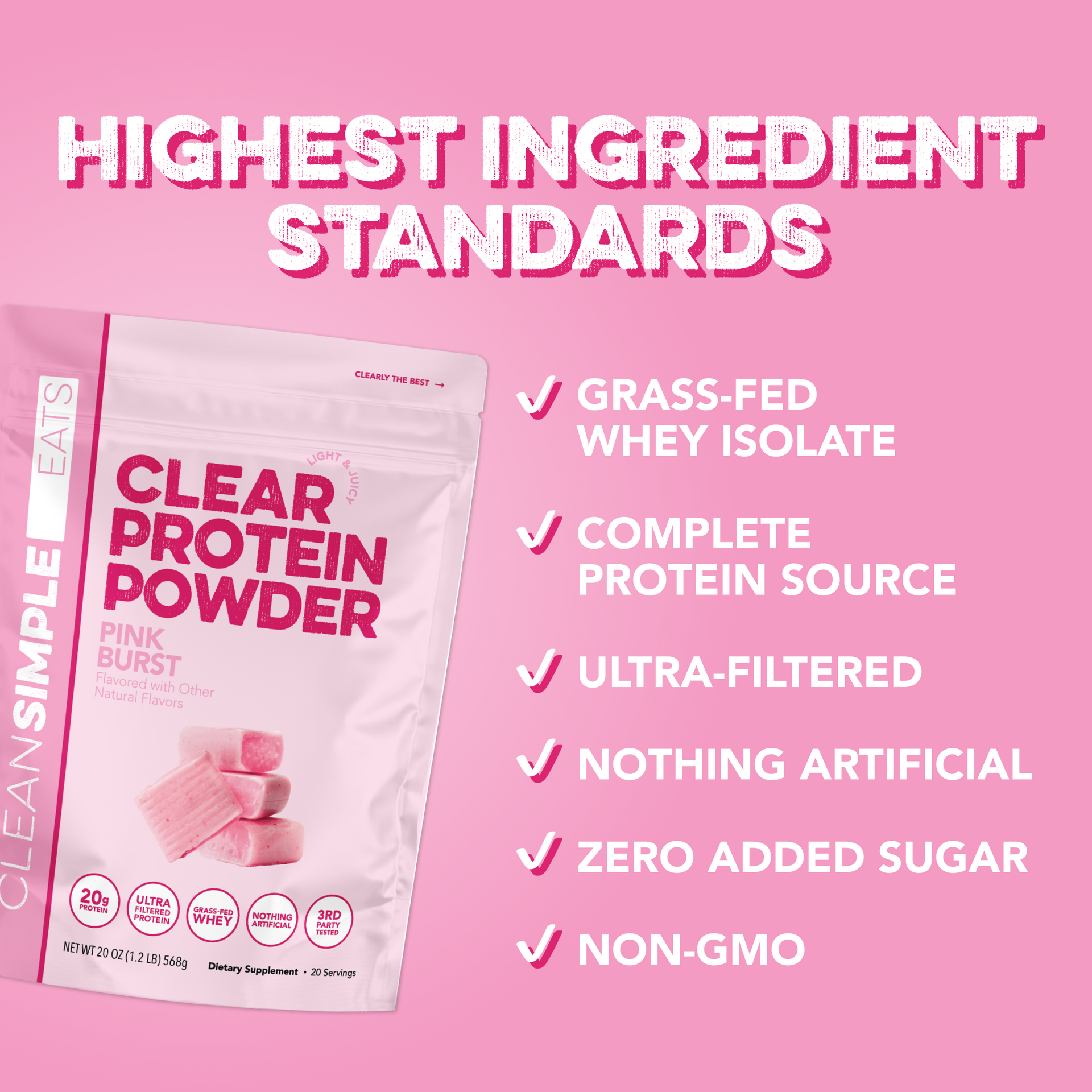 Clear Protein Powder - Pink Burst | CSE – Clean Simple Eats